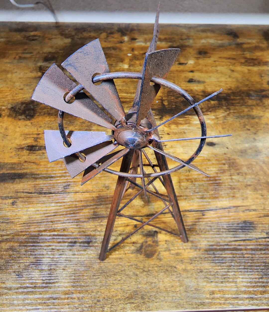 Metal Windmill Table Decor Rustic Brown - Etsy