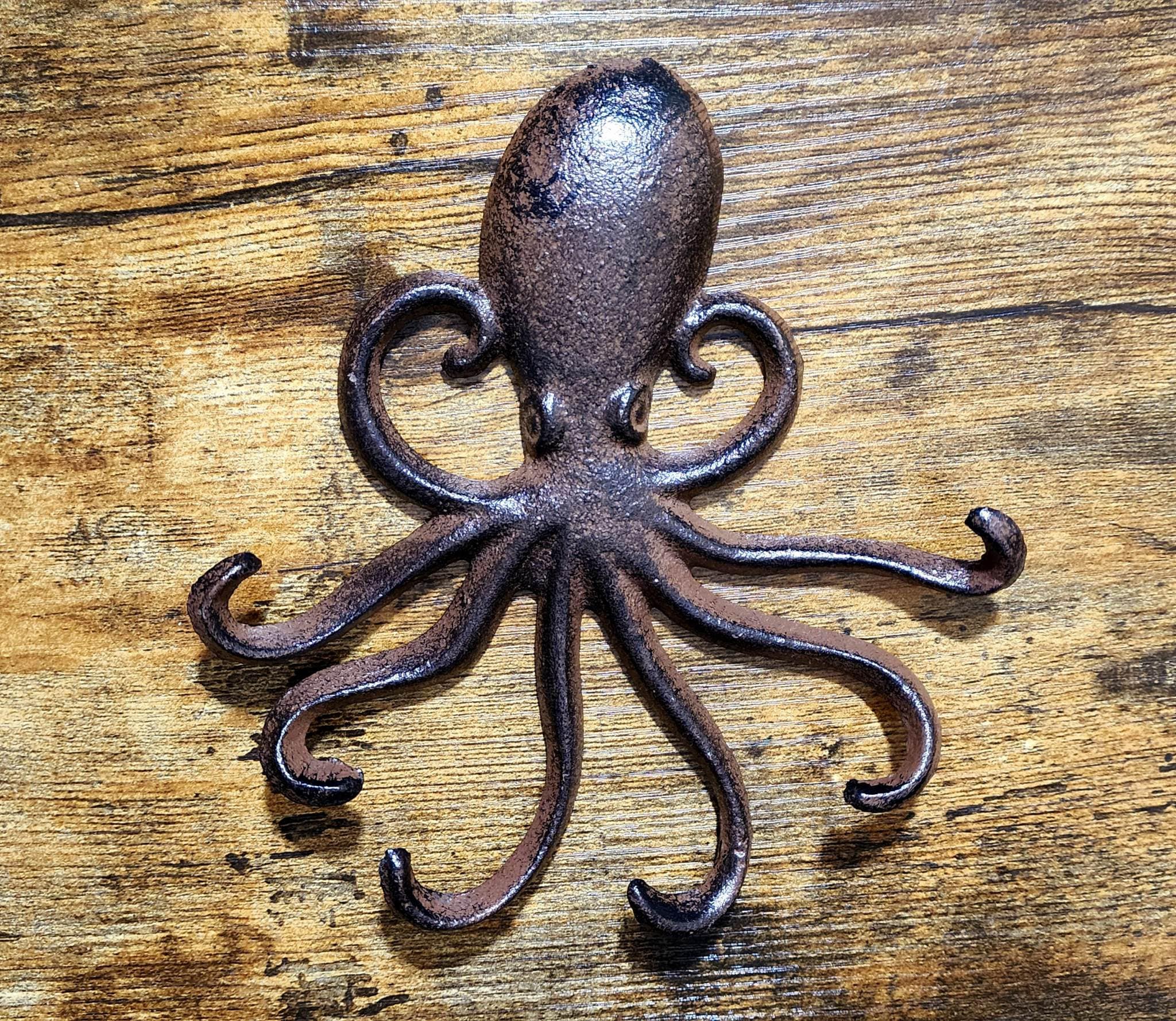 Octopus Cast Iron Wall Decor Rustic Brown - Etsy
