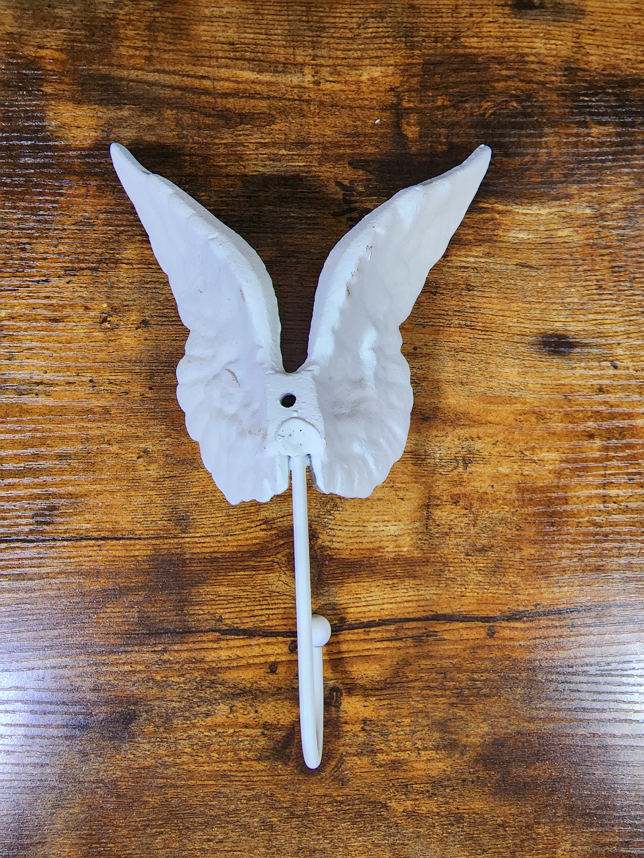 Large Cast Iron Angel Wings Wall Hook White - Etsy