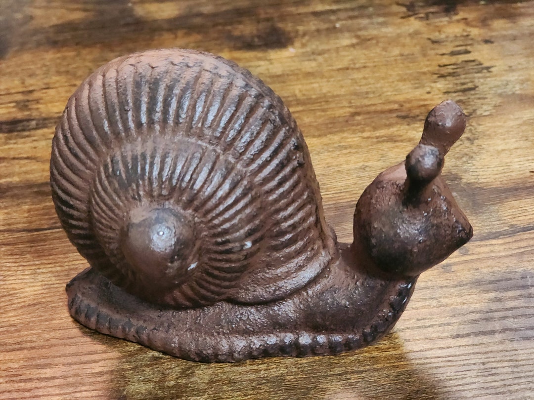 Vintage Large Cast Iron Snail Figurine - Etsy