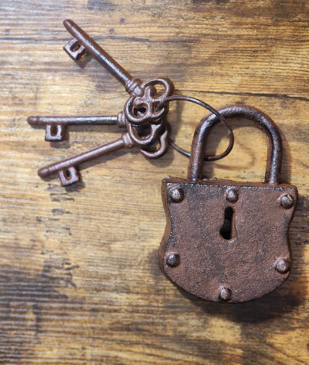 Vintage Cast Iron Large Lock With Keys Decor - Etsy