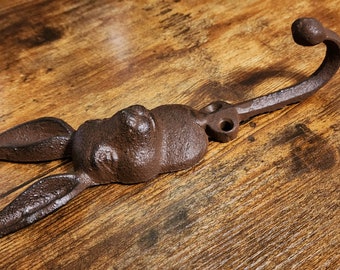 Antique Cast Iron Rabbit Door Stop-solid-heavy White Rabbit Garden ...