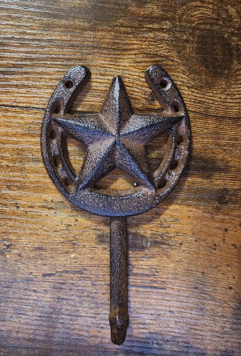 Vintage Horseshoe Star Cast Iron Wall Hook - Etsy
