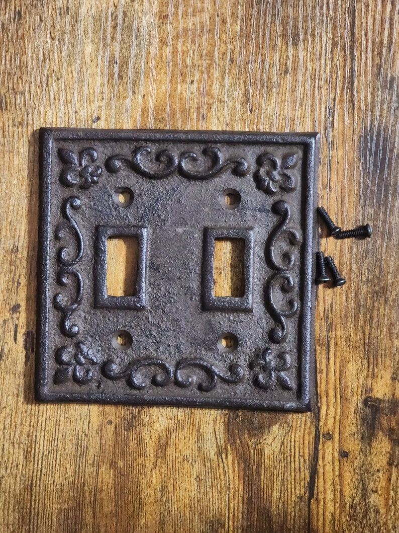 Vintage Double Switch Plate Cast Iron - Etsy