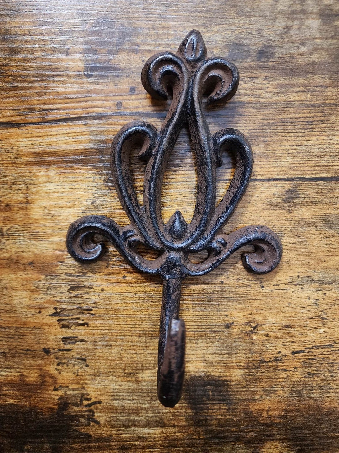 Vintage Cast Iron Wall Hook Rustic Brown - Etsy