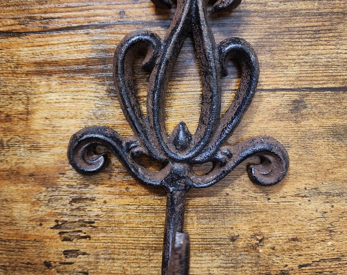 Vintage Cast Iron Wall Hook Rustic Brown - Etsy
