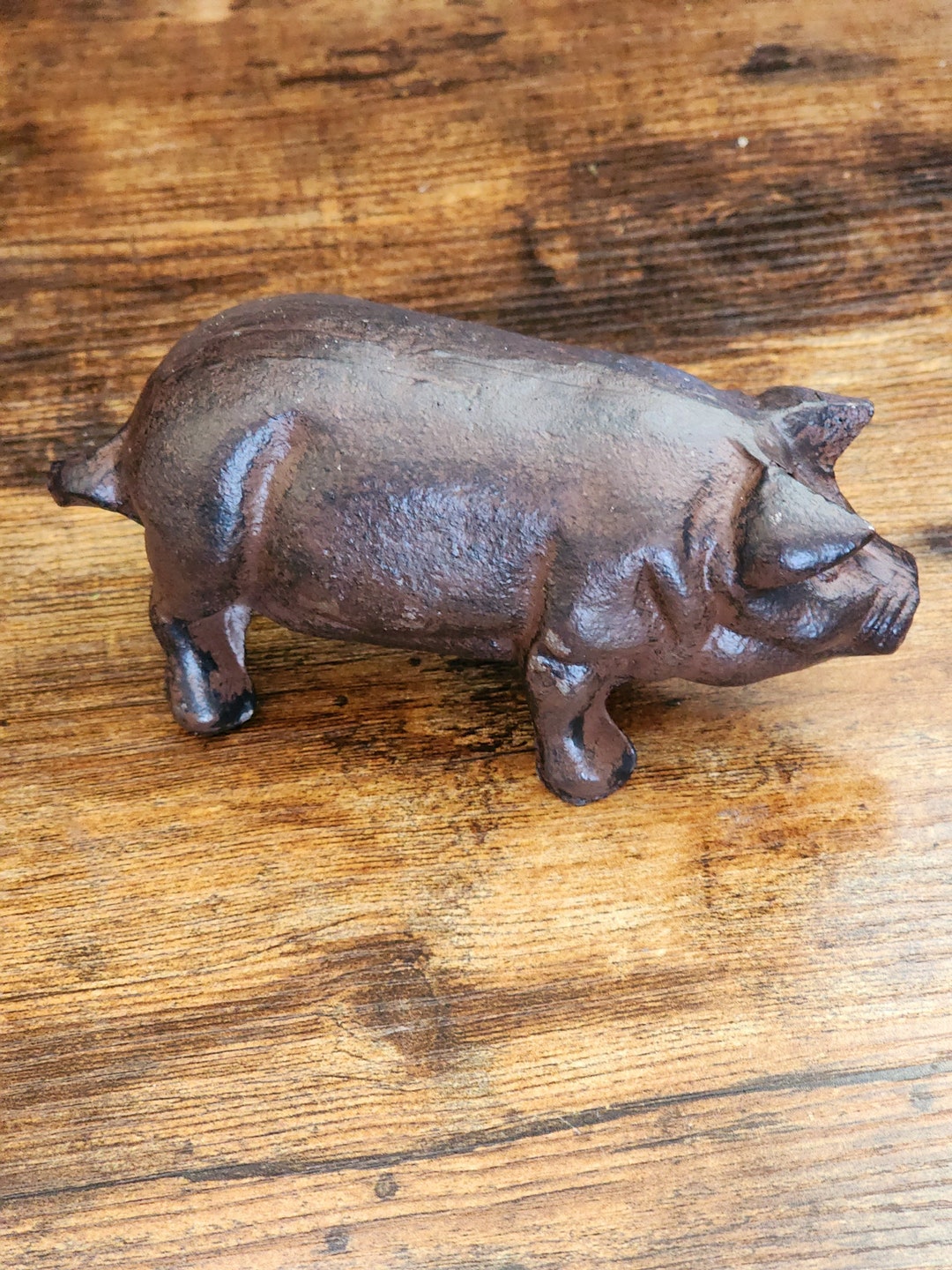 Vintage Rustic Cast Iron Pig Figurine - Etsy