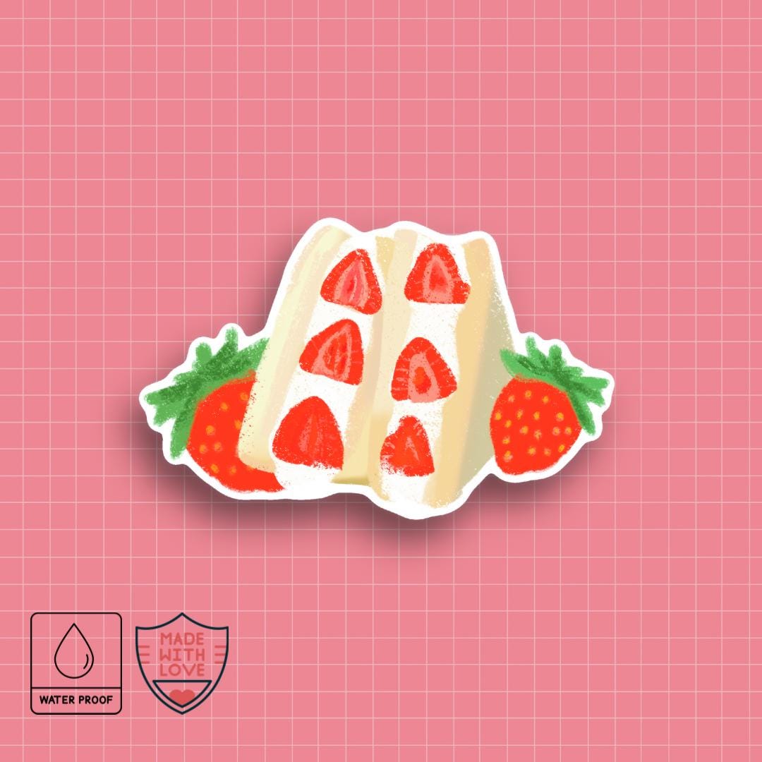 Strawberry Sando Sticker | Sando Sticker | Strawberry Sticker - Etsy