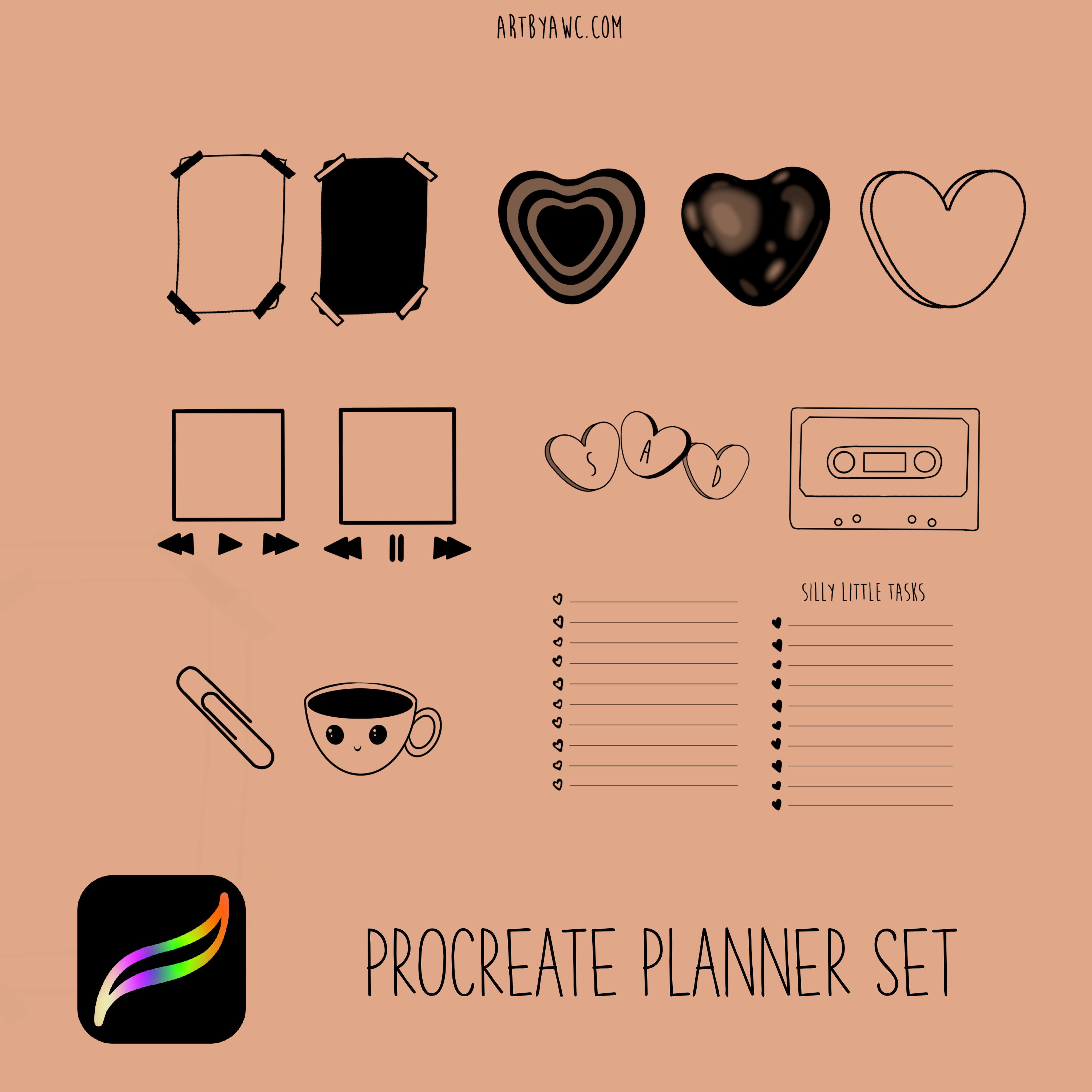Cute Procreate Planner Stamp Set - Etsy