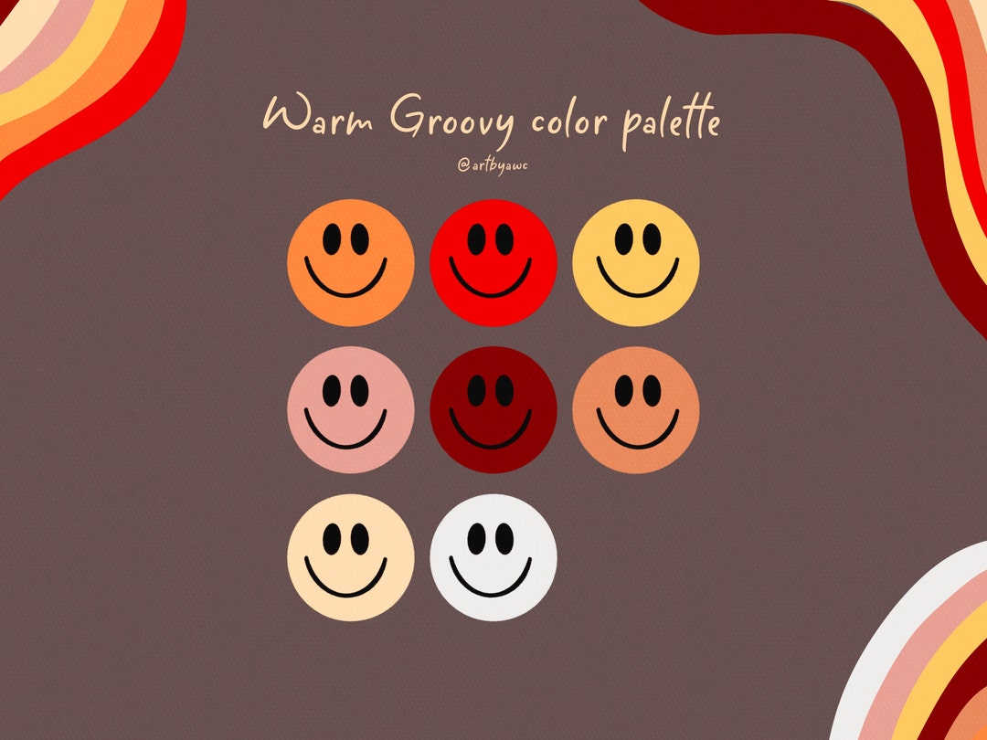 Groovy Warm Color Palette Procreate - Etsy