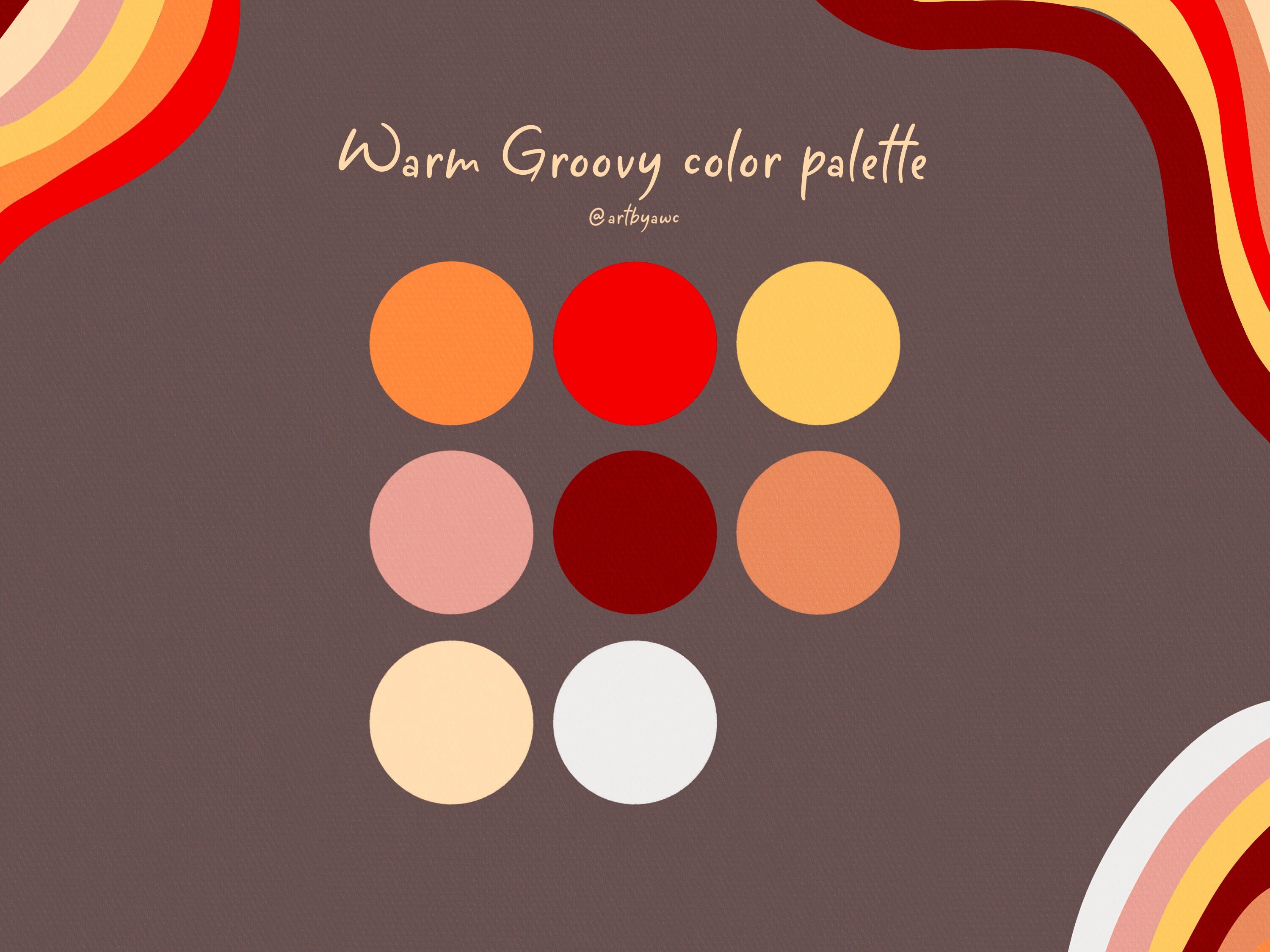 Groovy Warm Color Palette Procreate - Etsy