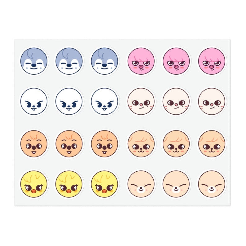 Stray Kids SKZOO Round Vinyl Sticker Sheet 3 Sets Full Group - Etsy