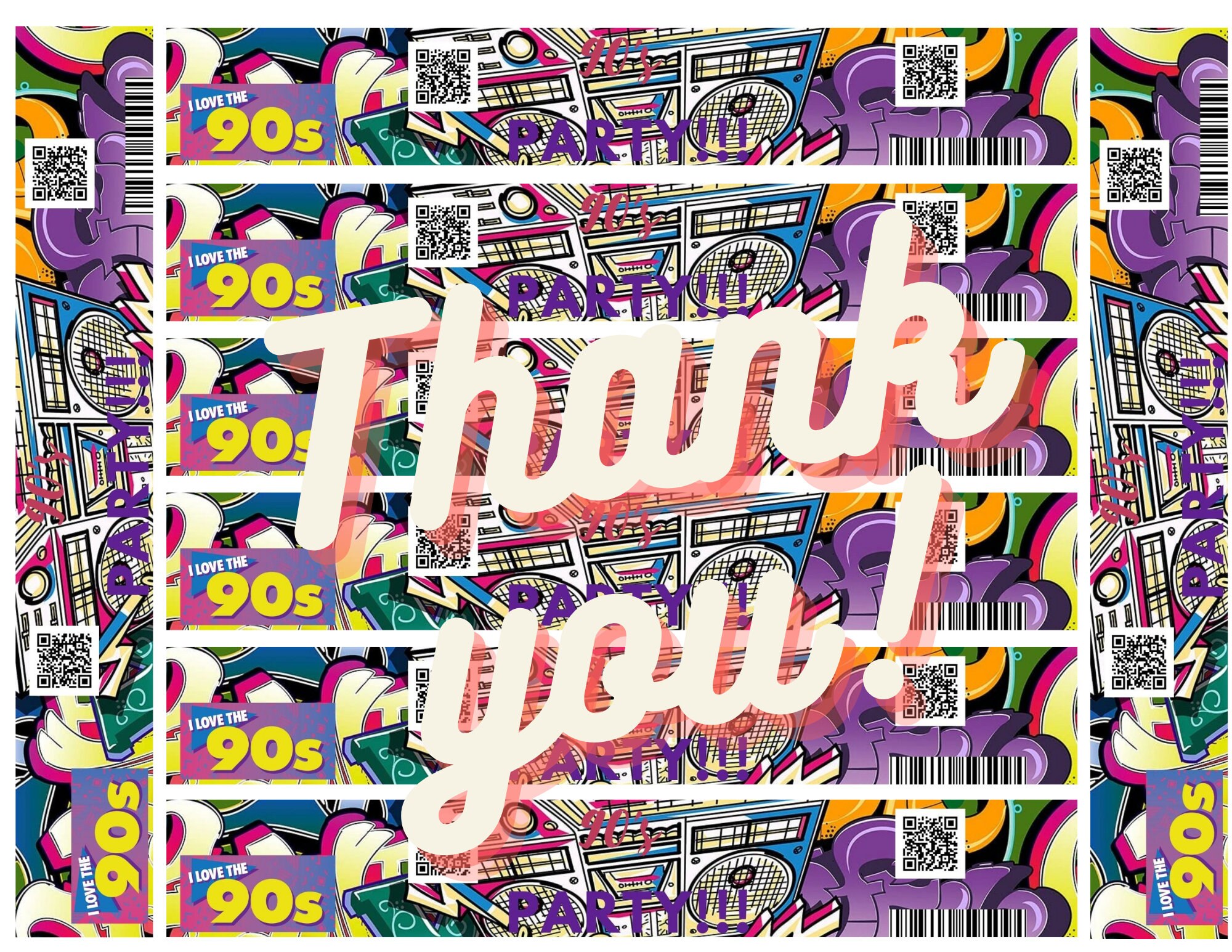 90's Birthday Party, Water Label Bottle, Back, Old School, DIY Party ...