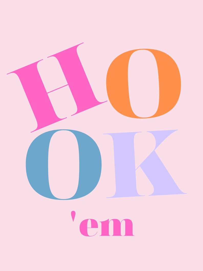 UNIVERSITY OF TEXAS Multi Hook 'em Letters Print, Digital Trendy ...