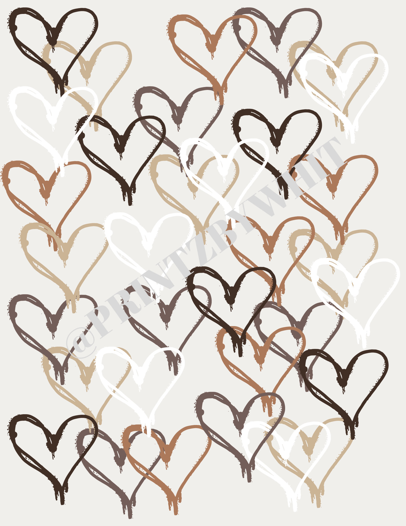 NEUTRAL HEART DIGITAL Print, Trendy Wall Art Neutral, Small Heart Wall ...