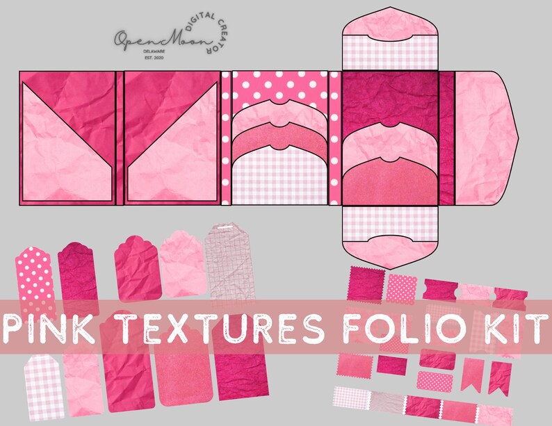 Pink Texture Junk Journal Kit • Printable 12-page Folio (digital ...