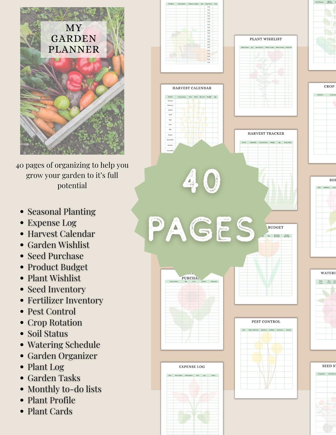 Ultimate Garden Planner: 40-page Printable Gardening Organizer (digital ...