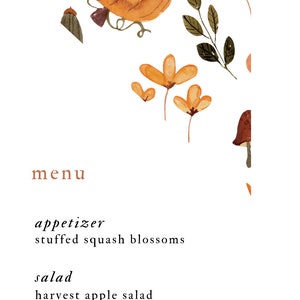 Harvest Menu Template, Fall Themed Event Menu, Minimalist Modern ...