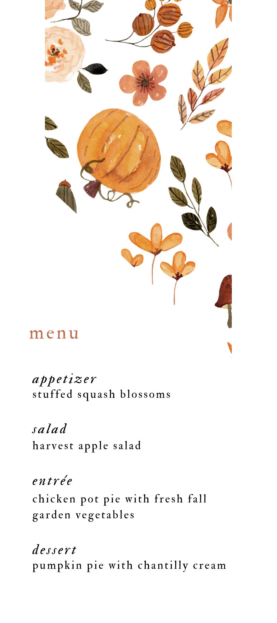 Harvest Menu Template, Fall Themed Event Menu, Minimalist Modern ...