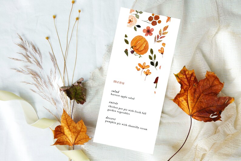 Harvest Menu Template, Fall Themed Event Menu, Minimalist Modern ...