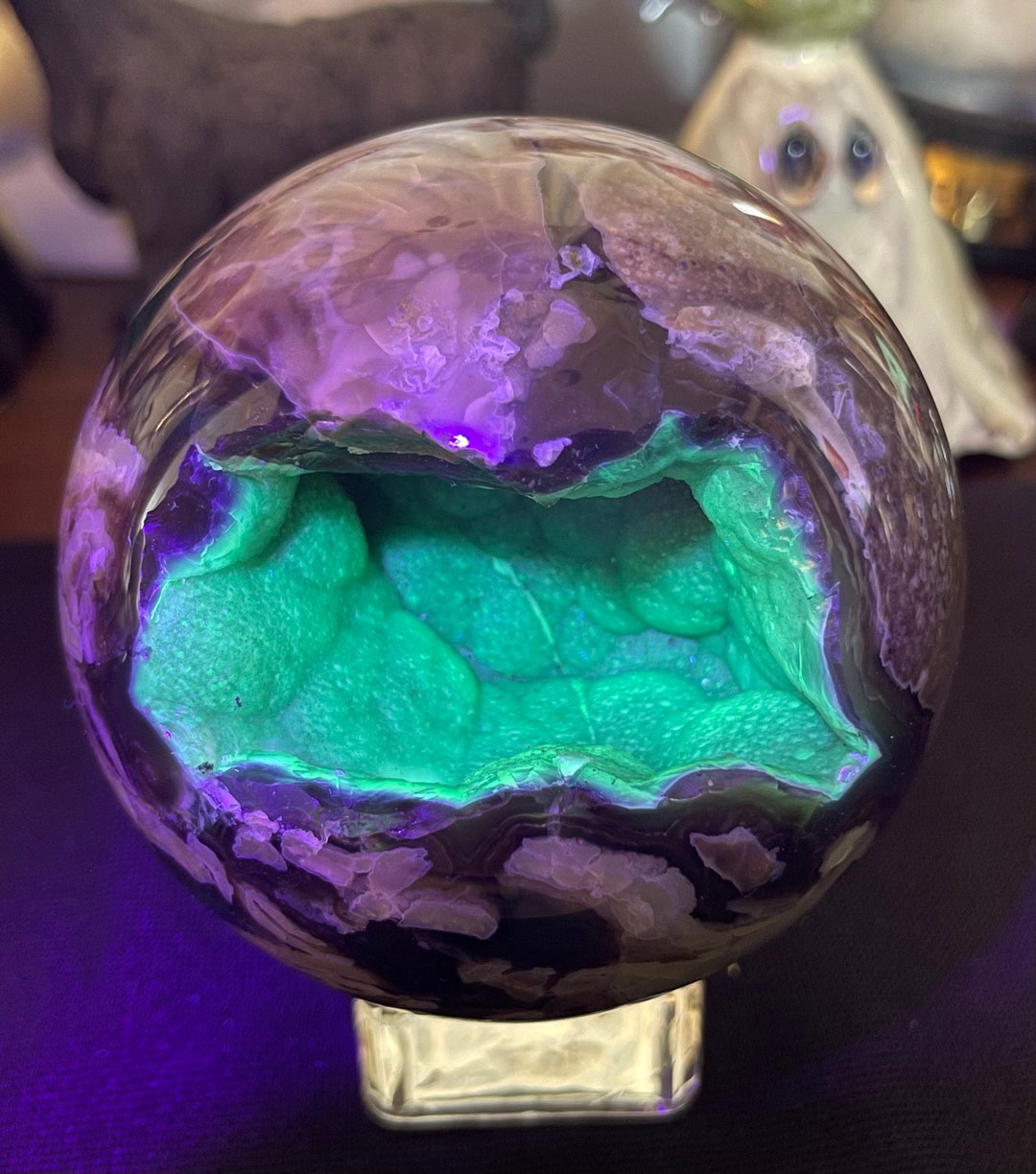 Volcano Agate Druzy Sphere UV Reactive Volcano Agate Sphere - Etsy UK