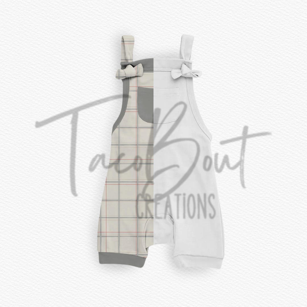 Tie Knot Shortalls Mockup, Baby Romper Mock-up, Procreate Mock-up ...