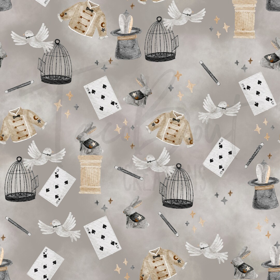 Magician Magic Show Watercolor Seamless Pattern, 300 DPI - Etsy