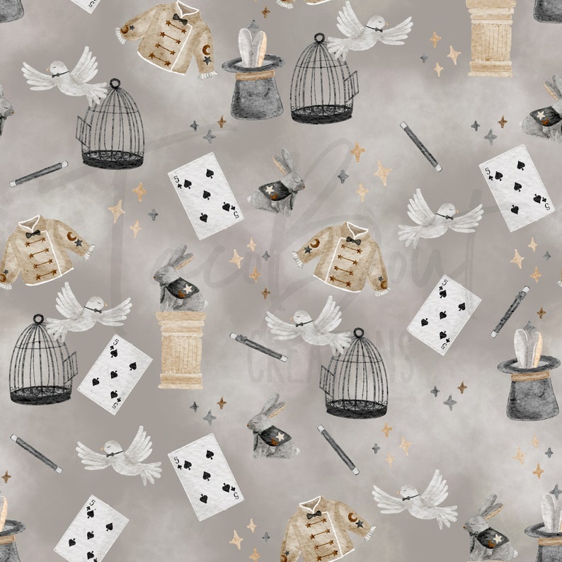 Magician Magic Show Watercolor Seamless Pattern, 300 DPI - Etsy
