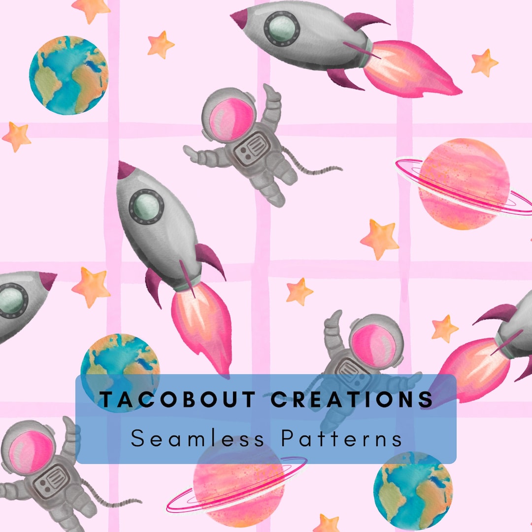 Girly Space, Astronaut and Rockets, Seamless Pattern, 300 DPI - Etsy