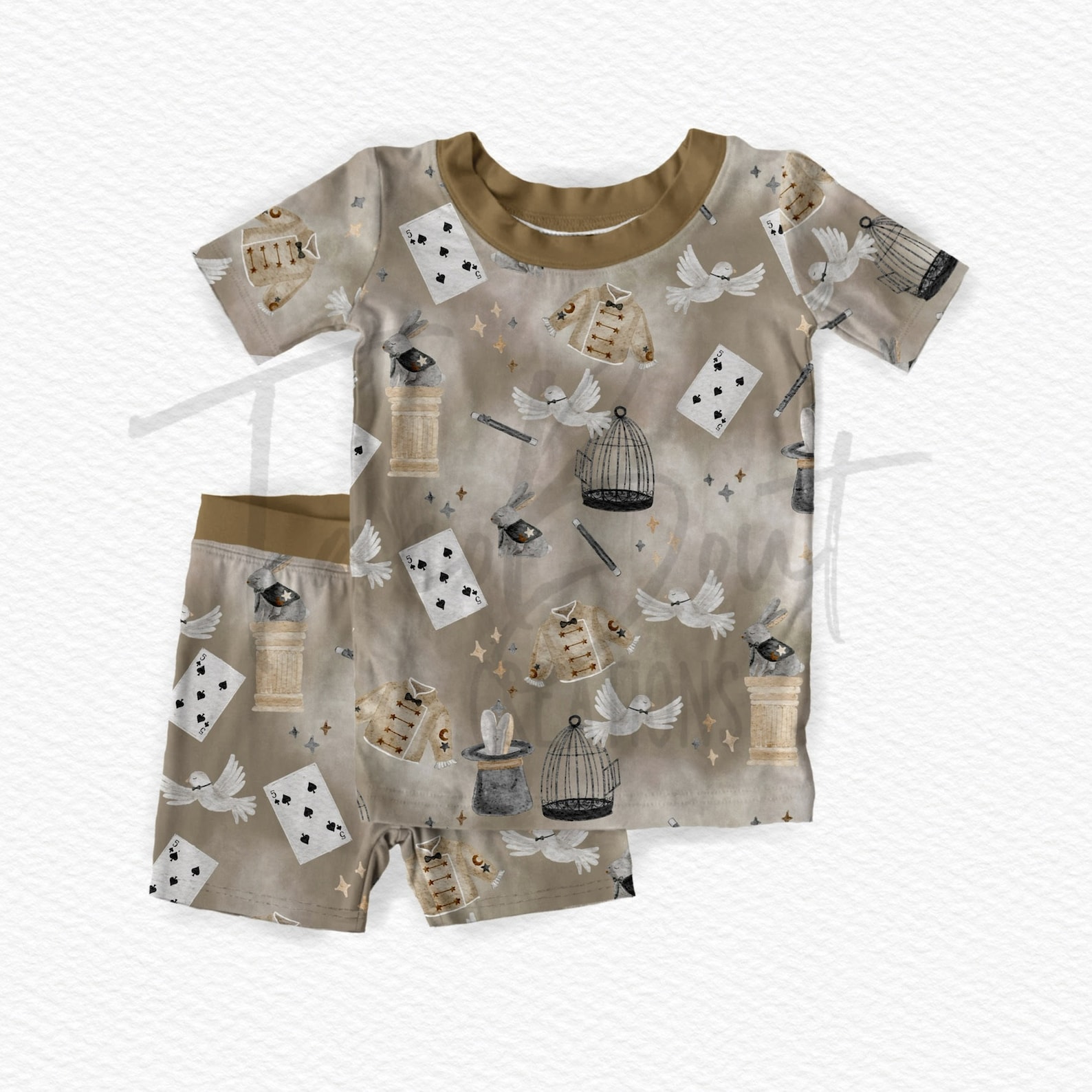 Short Sleeve With Shorts Pajama Mock-up Template, Procreate Mock-up ...