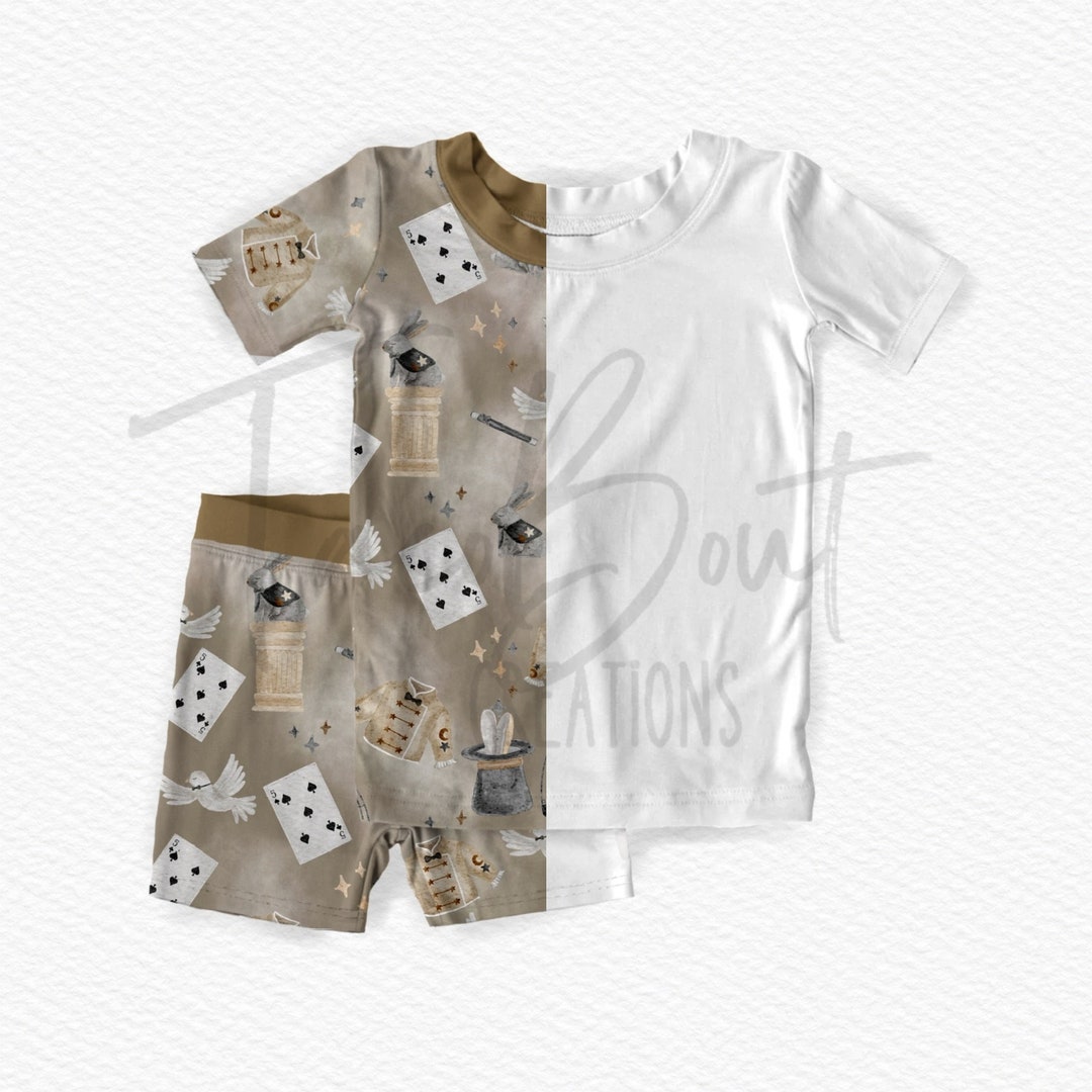 Short Sleeve With Shorts Pajama Mock-up Template, Procreate Mock-up ...