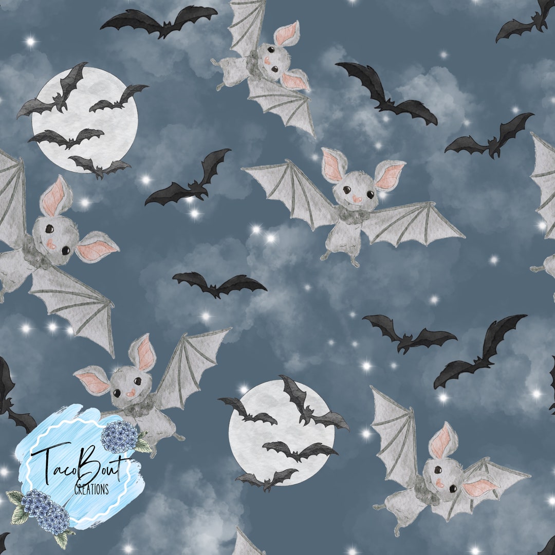 Bats Night Sky, Halloween, Moons, Seamless Pattern, 300 DPI - Etsy