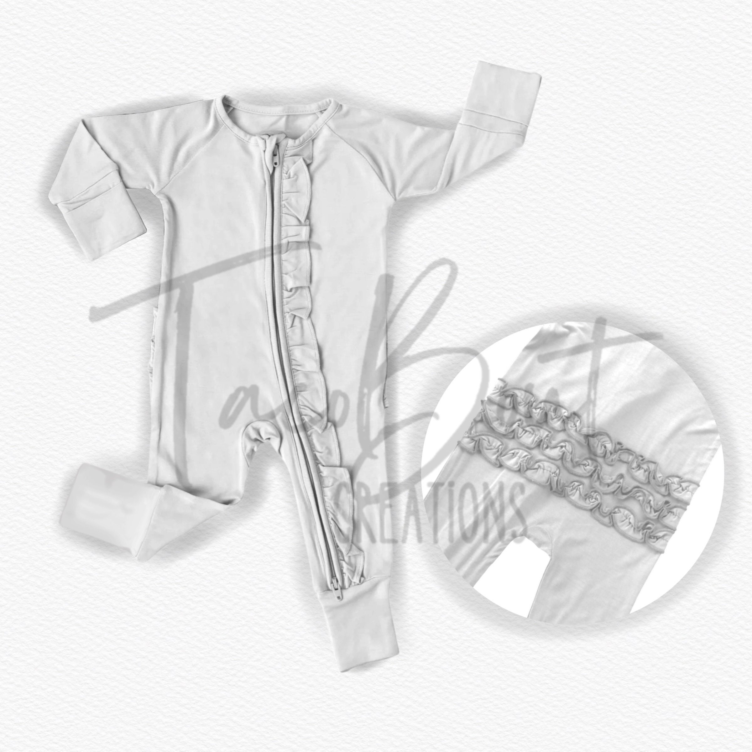 Convertible Ruffle Zippy Sleeper Mockup, Baby Pajama Mock-up, Procreate ...