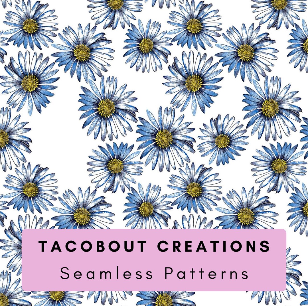 Blue Daisy Flowers, Floral Seamless Pattern, 300 DPI - Etsy