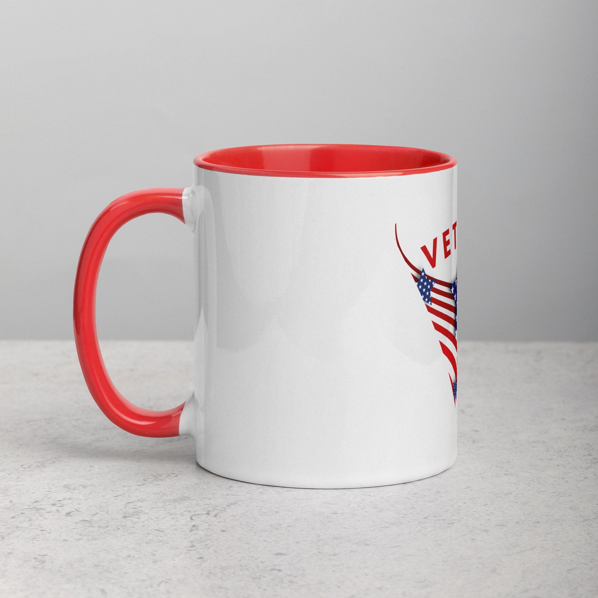 USA Veterans Red White Blue Mug With Red Color Inside - Etsy