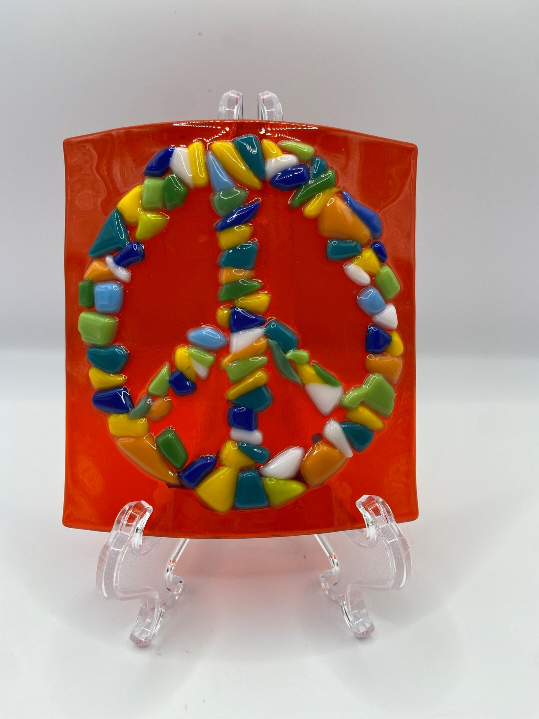 Fused Glass Peace Sign Mosaic Style Night Light - Etsy