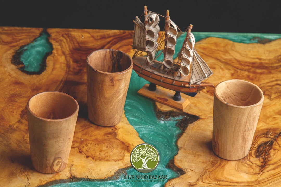 Wooden Cup Handmade From Olive Wood, Wooden Mug for Warm or Cold ...