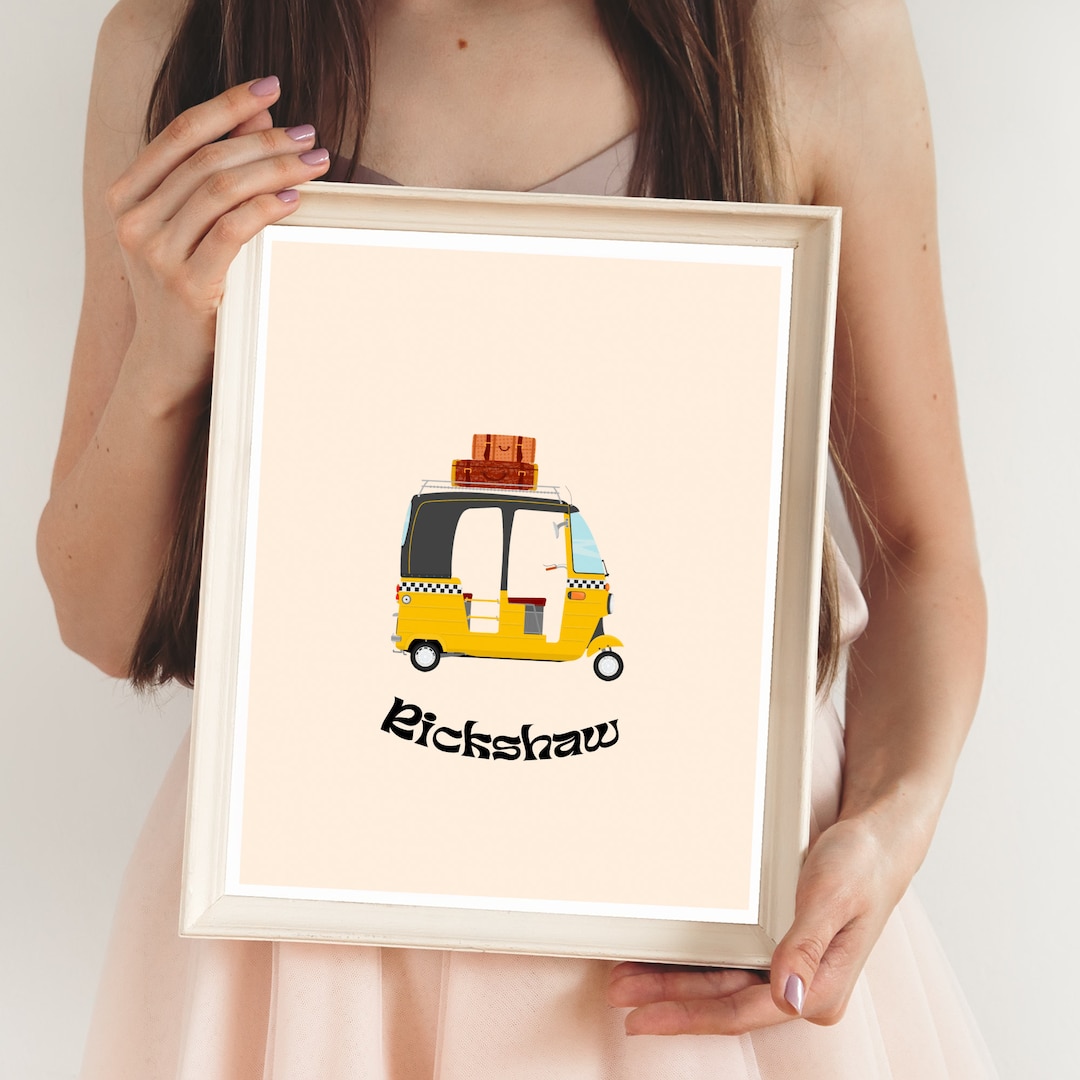 Travel India Poster of the Iconic Yellow Rickshaw | Digital Print ...