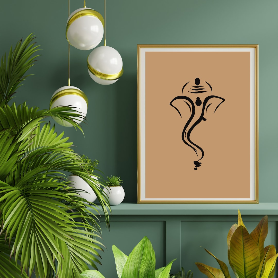 Minimalistic Ganesha Digital Print With Neutral Background | Indian ...