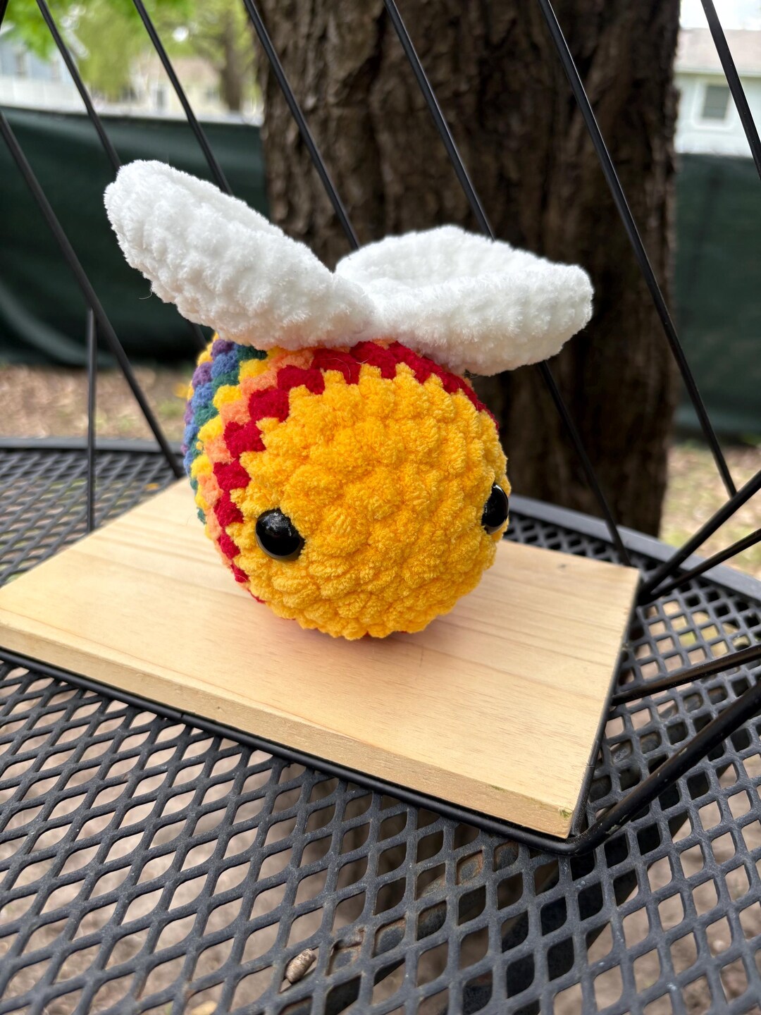 Soft Crochet Rainbow Bumblebee Toy - Etsy