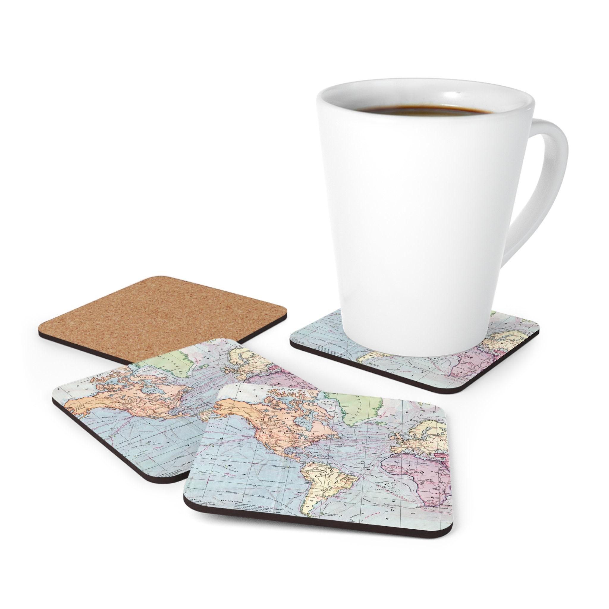 World Map Coaster Set House Warming Gift Travel Themed Coasters ...