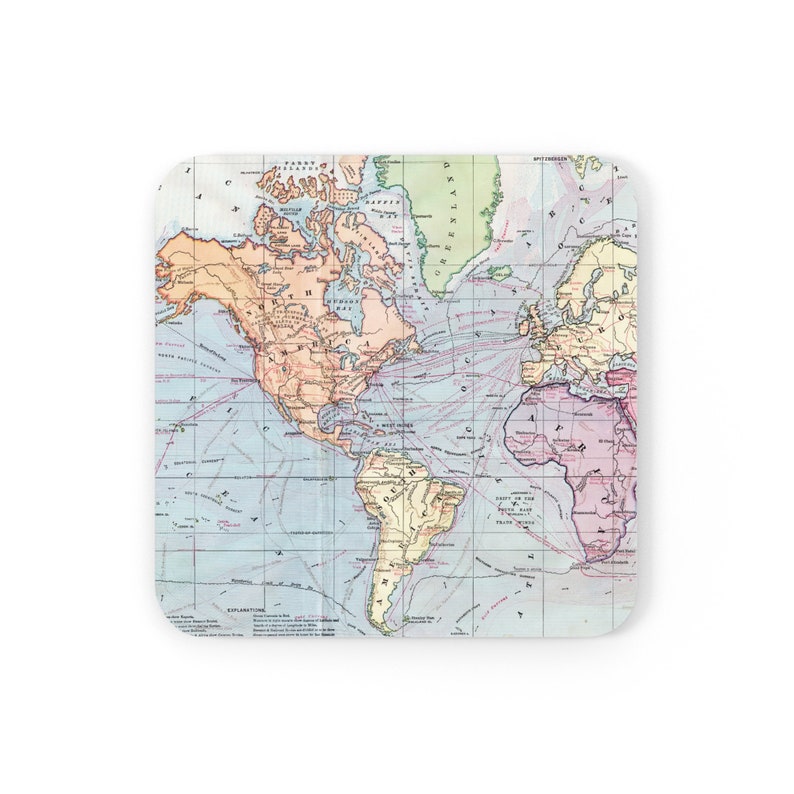 World Map Coaster Set House Warming Gift Travel Themed Coasters ...