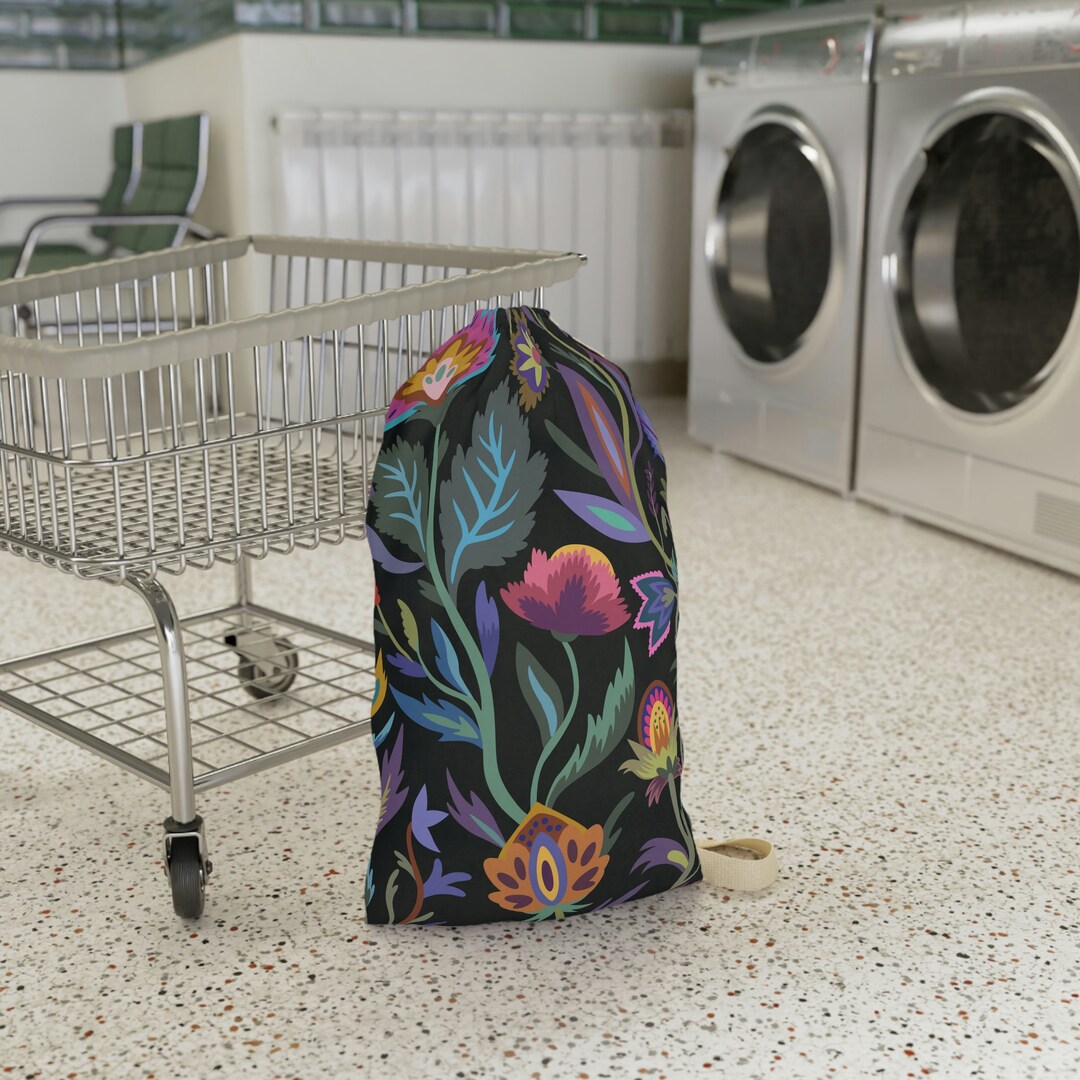 Laundry Bag Laundry Sack Drawstring Bag Multicolored Floral Laundry ...