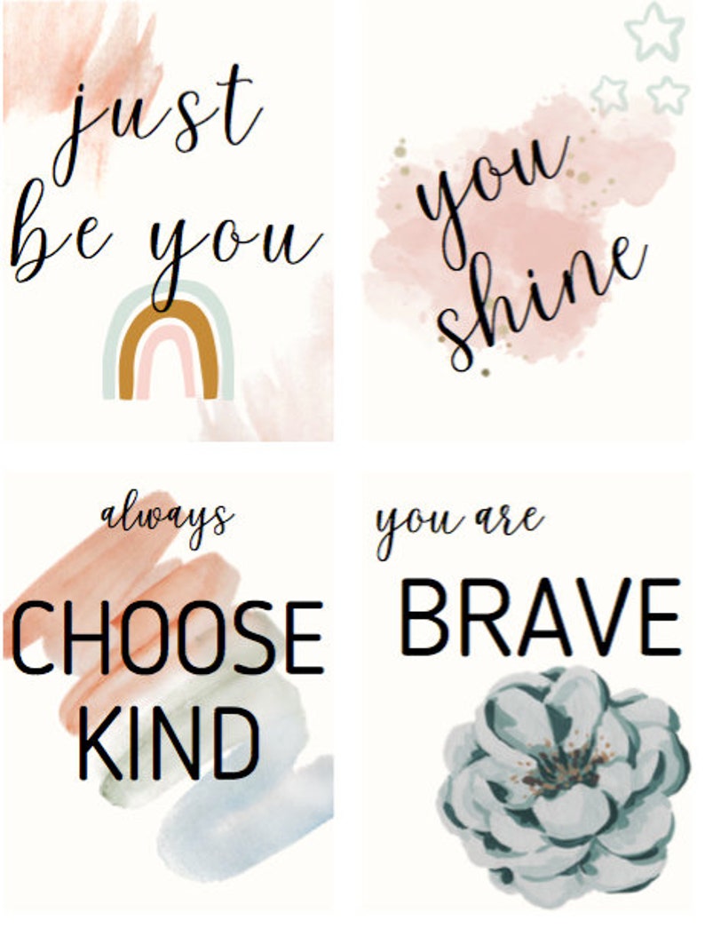 Boho Watercolor Motivational Posters, Inspirational Prints (digital ...