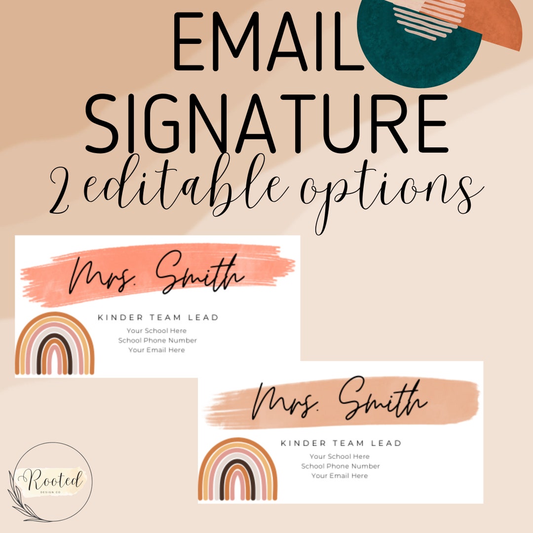 Bright Rainbow Boho Email Signature Template - Etsy