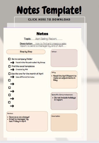 Digital Download Meeting/work Notes Template! Help With Keeping Track ...