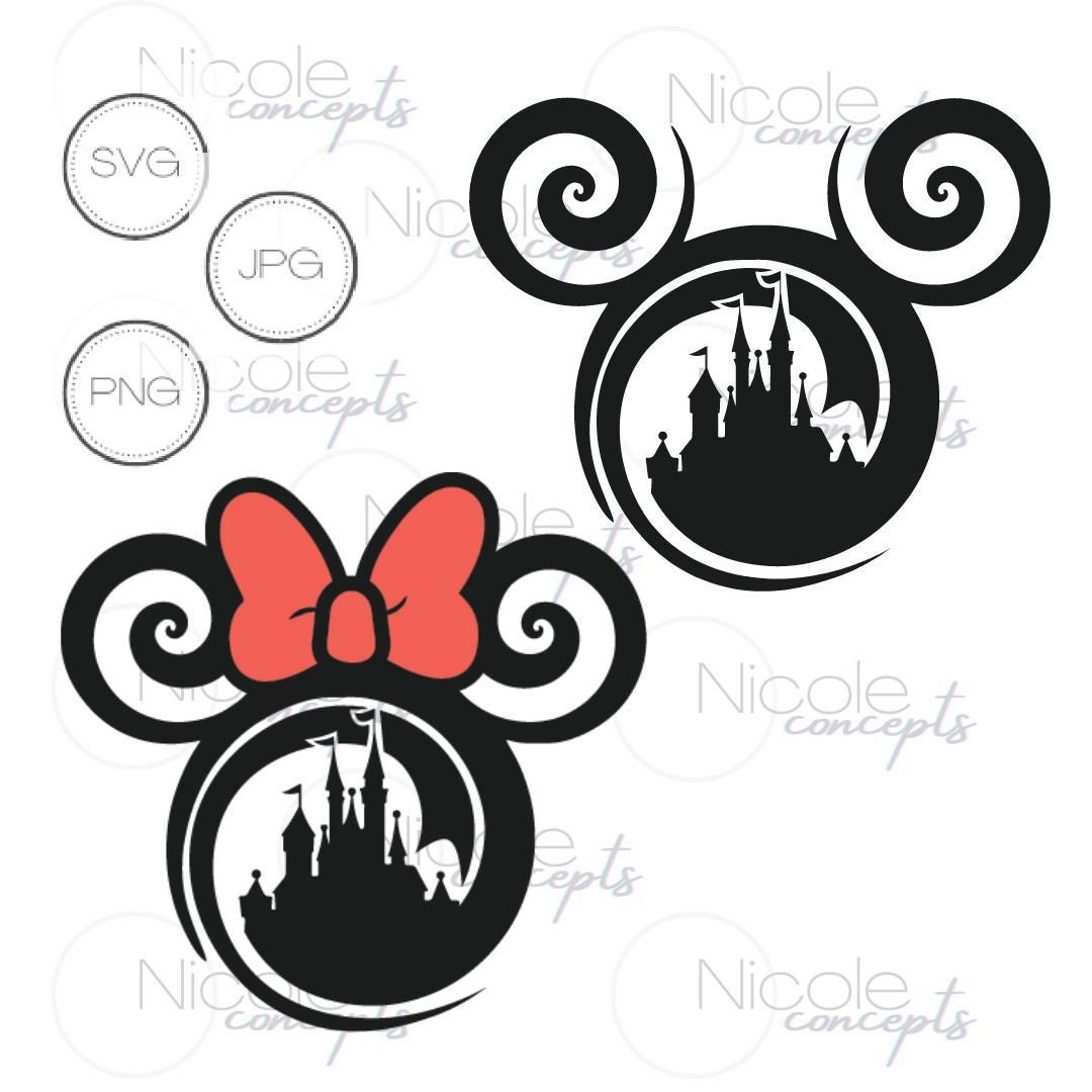 Mickey Head Swirl -castle - Minnie Logo Digital File SVG Cut File - PNG ...