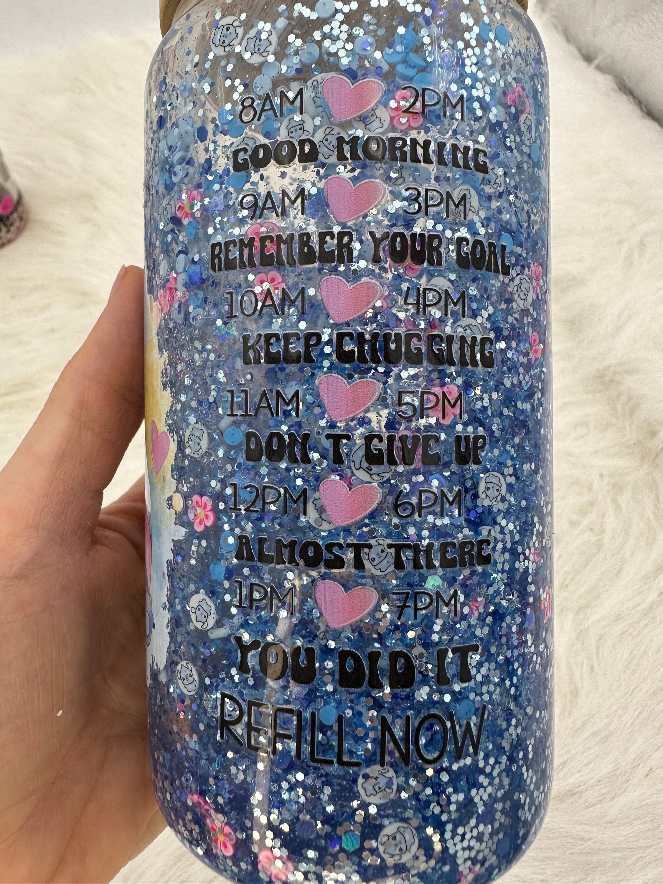 Ohana Blue Stitch and Angel 16 Oz Glass Snowglobe Tumbler - Etsy