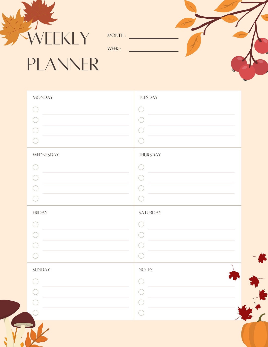 NEW Cozy Autumn Weekly Planner | Fall Weekly Schedule | Digital Weekly ...