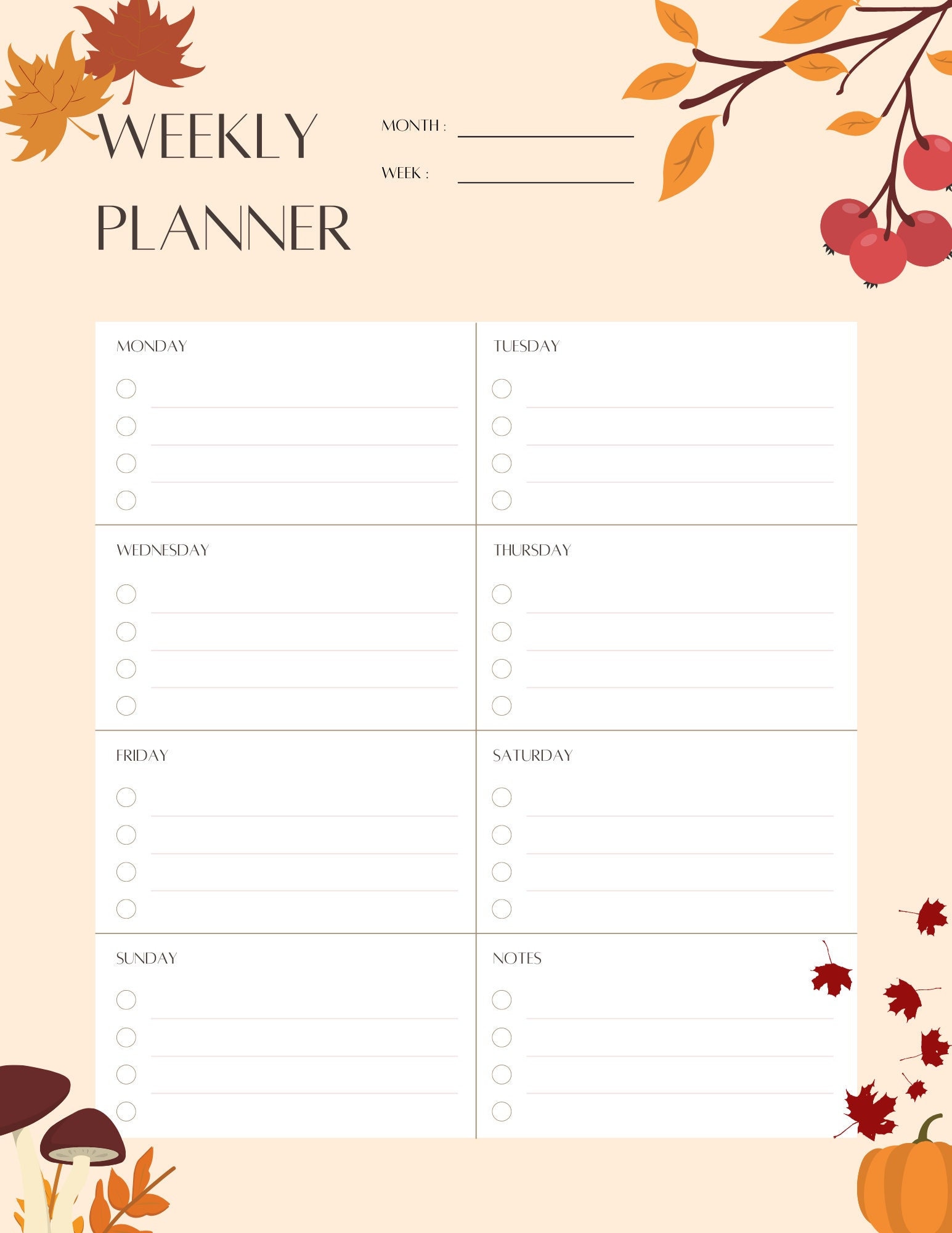 NEW Cozy Autumn Weekly Planner | Fall Weekly Schedule | Digital Weekly ...